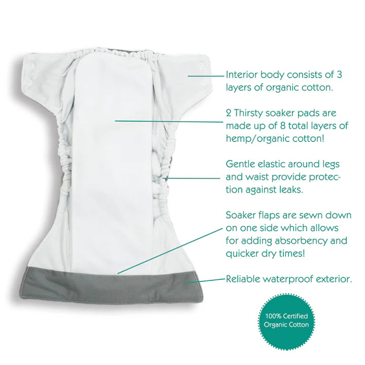 Thirsties - Birch - Snap, Natural - One Size All-in-One – Colorado Baby